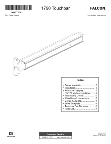 Falcon 1790 Installation instructions | Manualzz