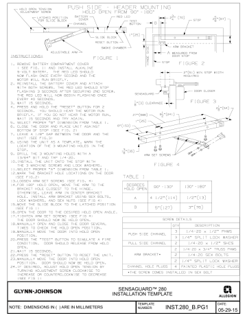 Glynn-Johnson 280 Install Instructions | Manualzz