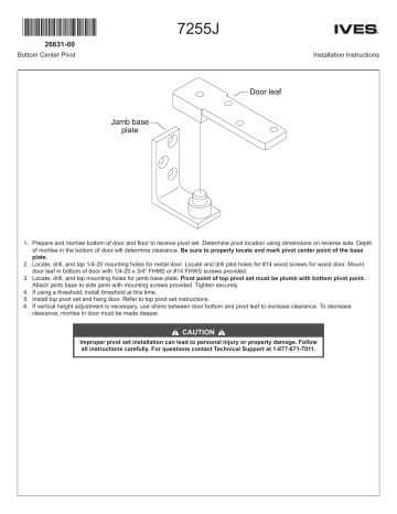 Ives 7255J Installation instructions | Manualzz