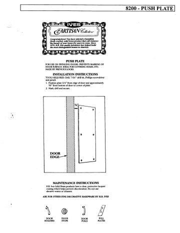 Ives 8200 Push Plate Installation Instructions | Manualzz