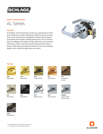 Schlage AL Data Sheet | Manualzz