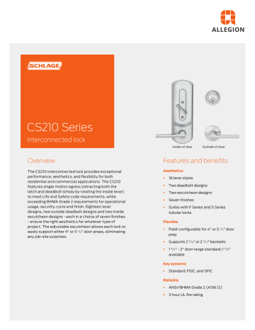 Schlage CS200 Data Sheet | Manualzz