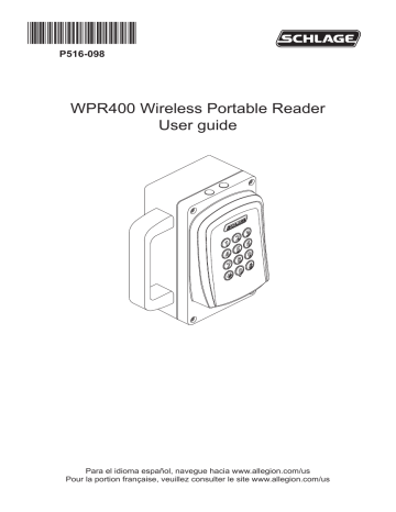 Schlage WPR400 User Guide | Manualzz