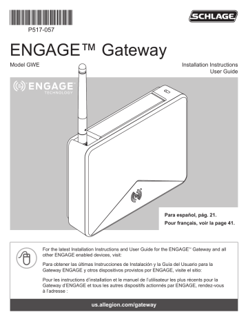Typical Gateway to ACP wiring diagrams. ALLEGION ENGAGE Gateway GWE ...