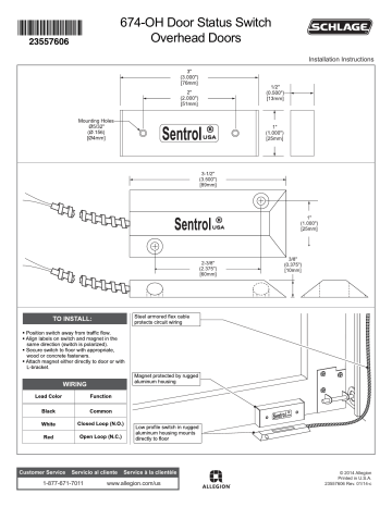 Schlage 674 Door Position Switches Install Instructions | Manualzz