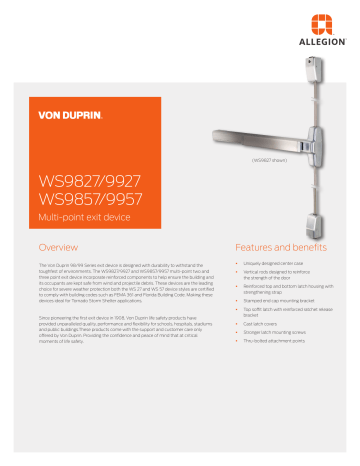 Von Duprin 98-9957 Data Sheet | Manualzz