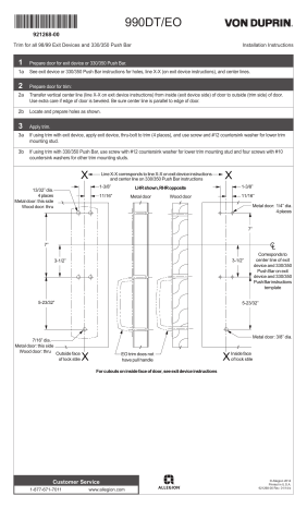 Von Duprin 900 Installation instructions | Manualzz