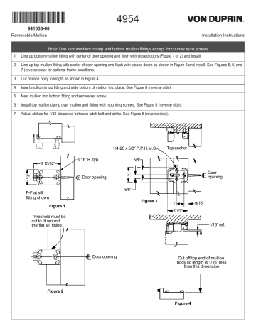 Von Duprin 4954 Install Instructions | Manualzz