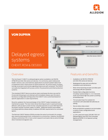 Von Duprin Delayed Egress Data Sheet | Manualzz