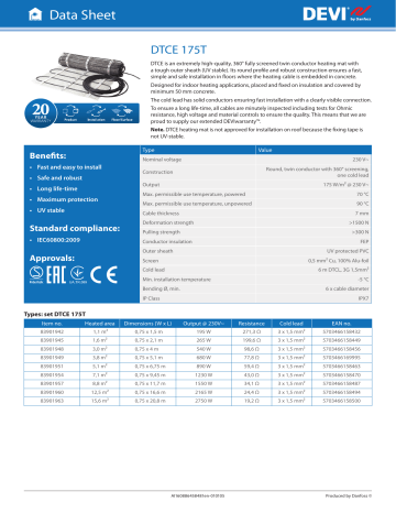 Devi 83901954 Heating Mat Data Sheet | Manualzz
