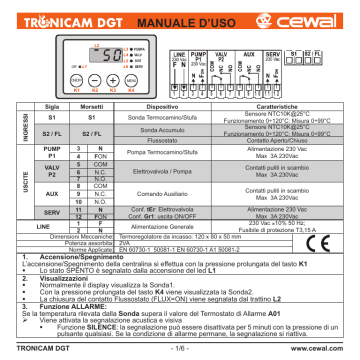 CEWAL TRONICAM DGT Manuali Uso Termostati per Riscaldamento Manuale del proprietario | Manualzz