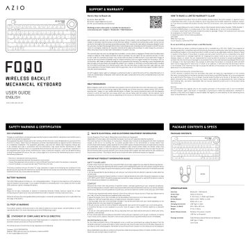 Azio FOQO KEYBOARD User Guide | Manualzz