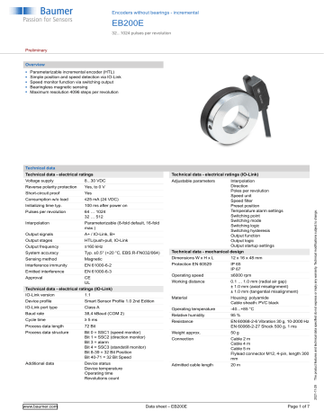 Baumer EB200E Encoder Data sheet | Manualzz