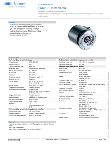Baumer PMG10 - Incremental Incremental encoder Data sheet | Manualzz