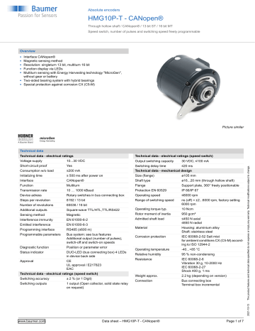 Baumer HMG10P-T - CANopen® Absolute encoder Data sheet | Manualzz