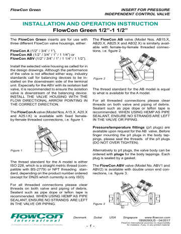 FlowCon FlowCon Green Series Installation And Operation Instruction ...