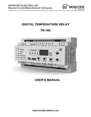 Novatek DIGITAL TEMPERATURE RELAY TR-100 Monitoring Relay Data Sheet ...