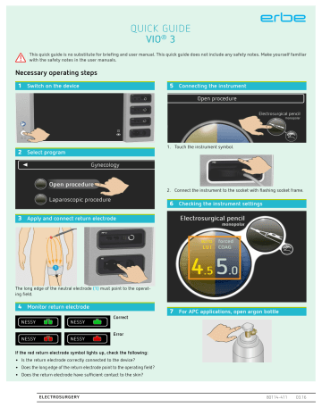 Erbe VIO 3 Quick Manual | Manualzz