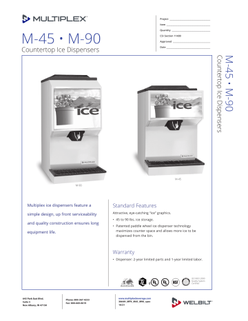 Multiplex M45 and M90 Ice Dispensers Specification | Manualzz