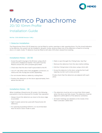 Memco Panachrome Installation Manual | Manualzz