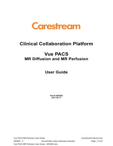 Carestream Vue PACS MR Diffusion User Manual | Manualzz