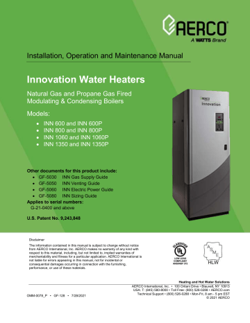 AERCO Innovation 600 High efficiency Maintenance Manual | Manualzz