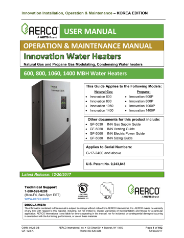 AERCO Innovation 600 High efficiency Maintenance Manual | Manualzz