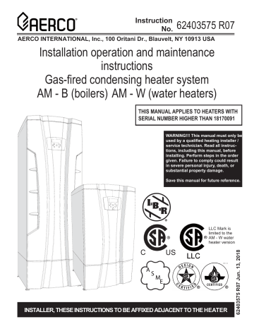 AERCO AM Series Boilers Condensing Maintenance Manual | Manualzz
