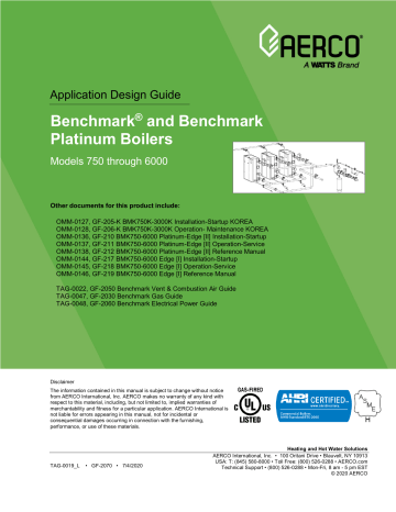 AERCO Benchmark Platinum 2500 and 3000 Condensing Guide | Manualzz