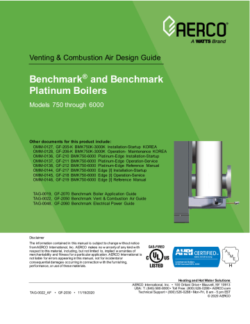 AERCO Benchmark Platinum 2500 and 3000 Condensing Guide | Manualzz