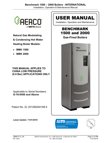 AERCO Benchmark 1500 and 2000 Condensing Maintenance Manual | Manualzz