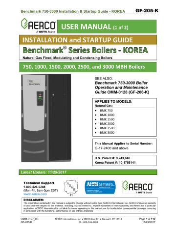 AERCO Benchmark 2500 and 3000 Condensing Maintenance Manual | Manualzz
