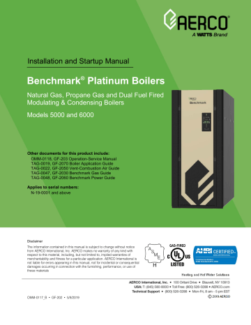 AERCO Benchmark Platinum 5000 and 6000 Condensing Maintenance Manual | Manualzz