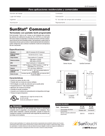 SunTouch 500850-SB SunStat Command Floor Heating Thermostat ...