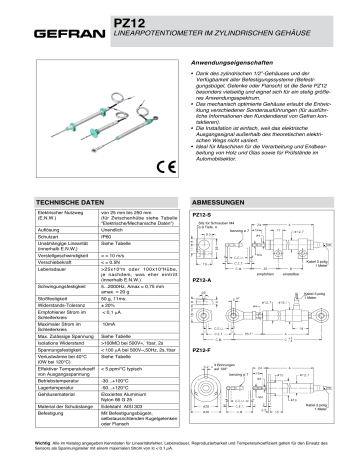 gefran PZ12 Potentiometer Datenblatt | Manualzz