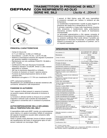 gefran WE SIL2 Scheda dati | Manualzz