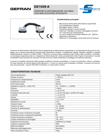 gefran GE1029-A Tie-bar strain sensor Scheda dati | Manualzz
