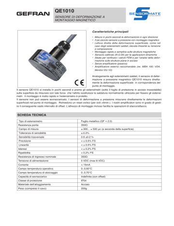 gefran QE1010 Magnet mount strain sensor Scheda dati | Manualzz