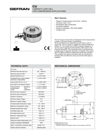 Gefran CU Small size load cell DataSheet | Manualzz