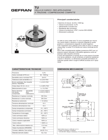 gefran TU Small size load cell Scheda dati | Manualzz