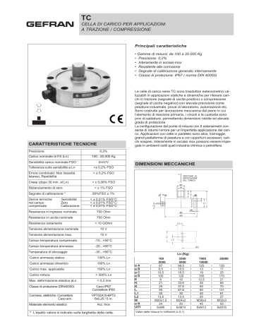 gefran TC Standard size load cell Scheda dati | Manualzz