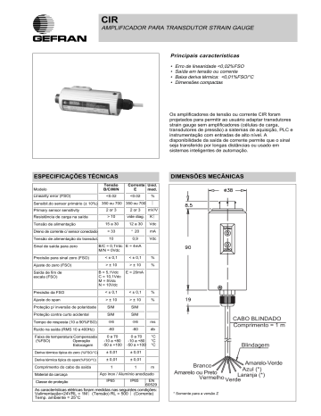 Gefran CIR Strain gauge transducer DataSheet | Manualzz
