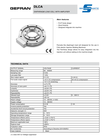 Gefran DLCA Diaphragm load cell DataSheet | Manualzz