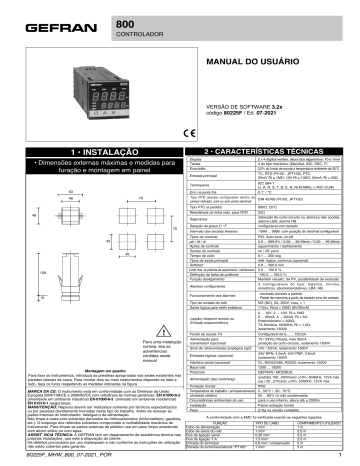 gefran 800 PID Controller, 1/16 DIN Instruções de operação | Manualzz