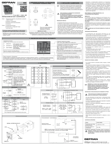 gefran 600 PID Controller, 1/16 DIN Guía de inicio rápido | Manualzz