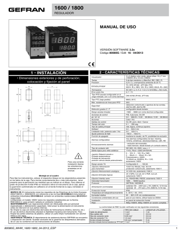 gefran 1800 PID Controller, 1/4 DIN Instrucciones de operación | Manualzz
