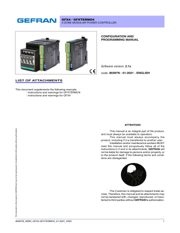 Gefran GFX4 Power controller User Manual | Manualzz