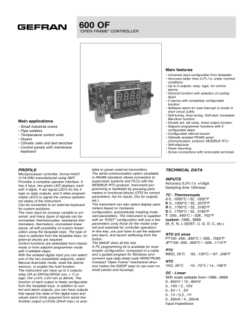 Gefran 600 OF PID Controller "Open Frame" DataSheet | Manualzz