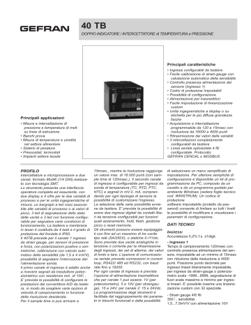 gefran 40TB Indicator/Alarm Unit Scheda dati | Manualzz