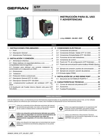 gefran GTF Power controller Instrucciones de operación | Manualzz